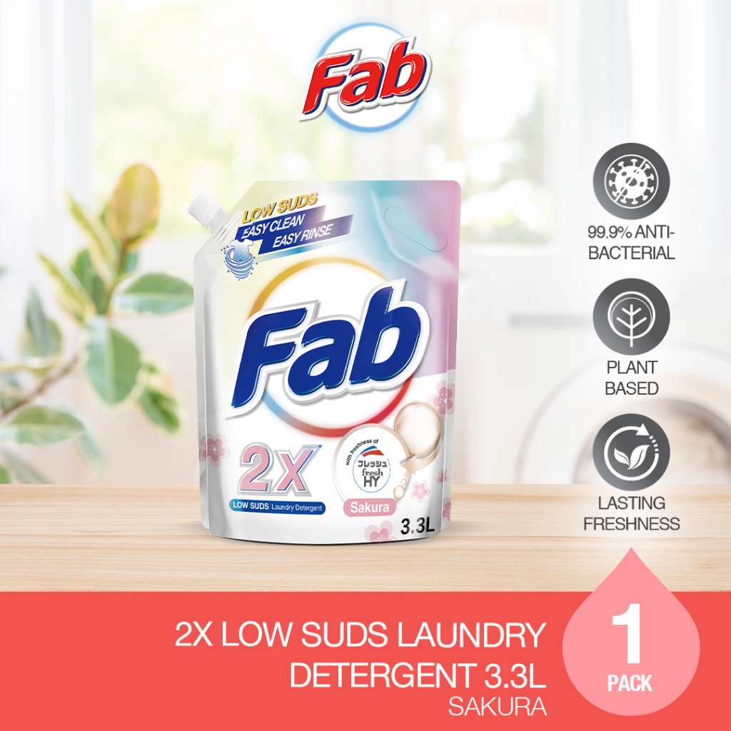 Fab 2X LOW SUDS Laundry Detergent Sakura 3.3L Refill | Shopee Malaysia
