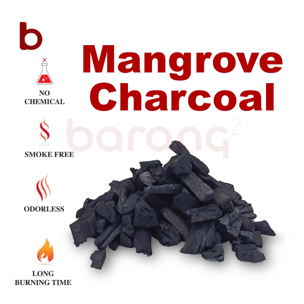 [READY STOCK] 💯 Natural Mangrove charcoal for BBQ Grill 3kg | Less spark | Less smoke | High ...