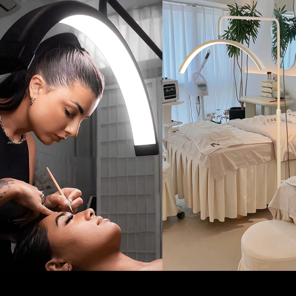 Facial Lamp Eyelash Extension Led Floor Beauty Lamp Half Moon Light LED ...