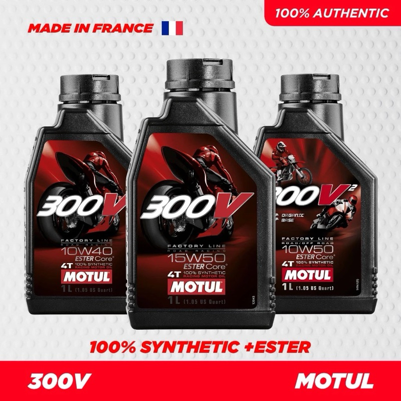 FULLY SYNTHETIC MOTUL 300V 15W50 10W40 ESTER CORE RACING PRO OIL ...