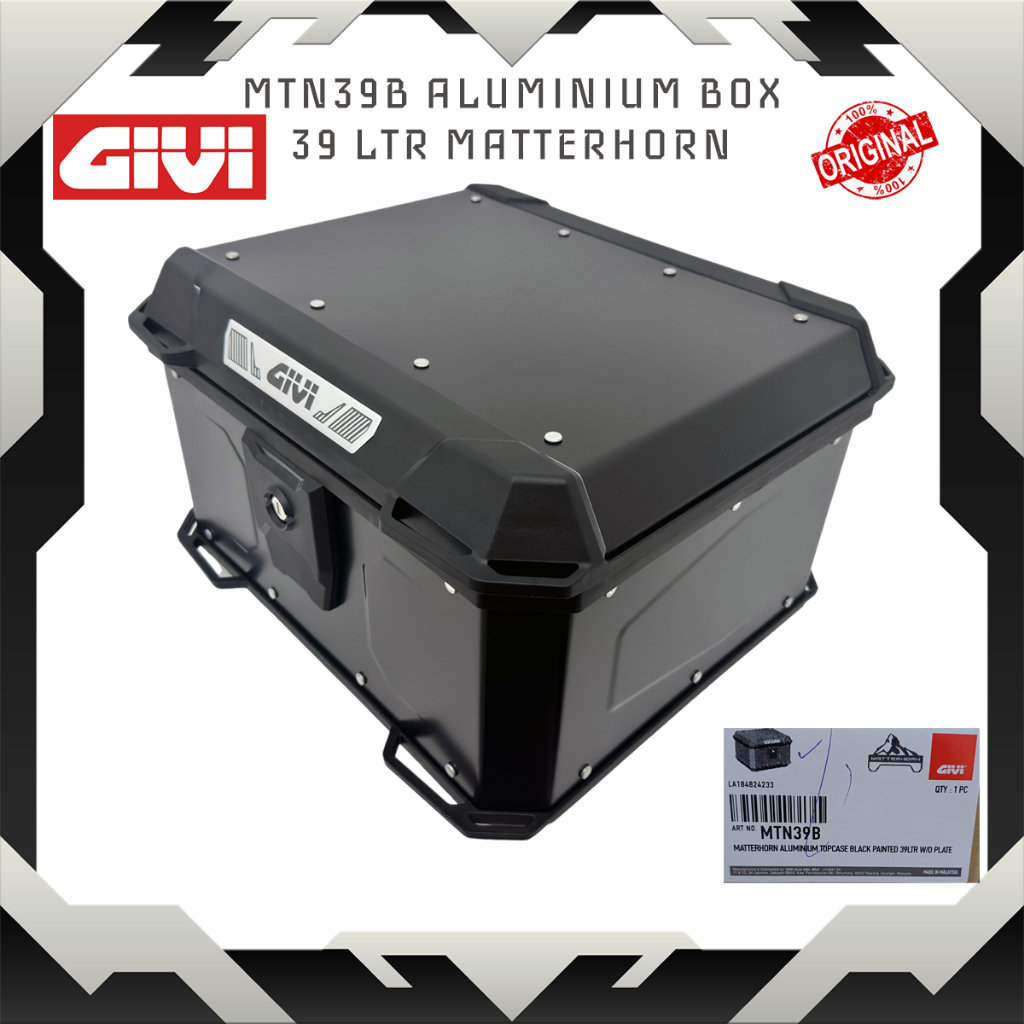 GIVI BOX MATTERHORN ALUMINIUM 39LTR MONOLOCK TOP CASE MTN39B 100% ...