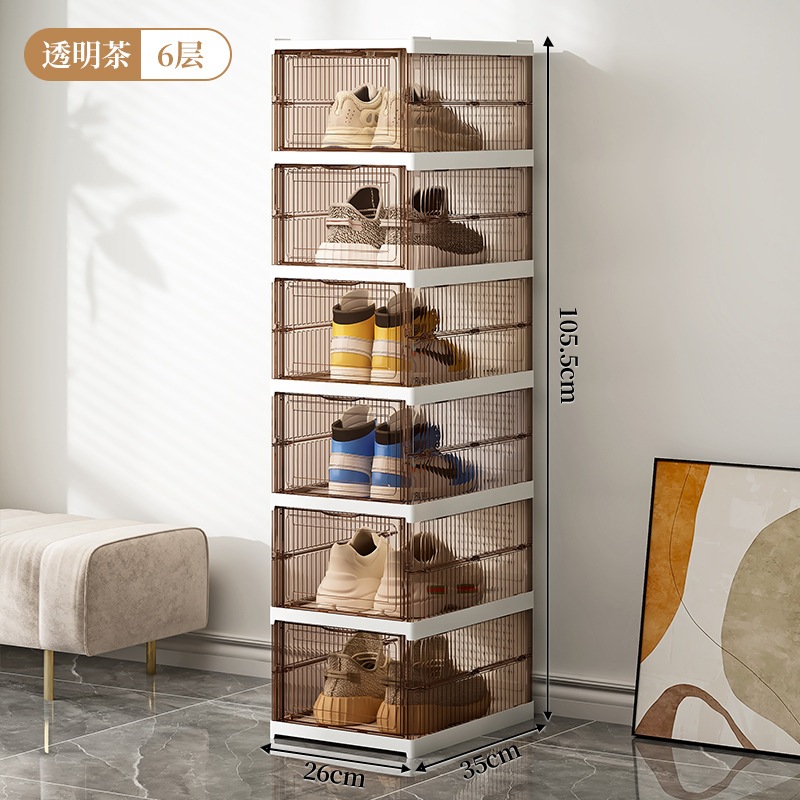 6-layer transparent folding box, integrated shoe cabinet, plastic dust ...
