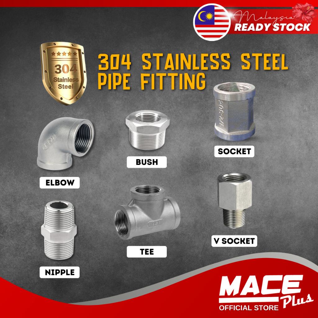 Stainless Steel Pipe Water Pipe 304 1/2 Inchi Socket Bush TEE NIPPLE ...