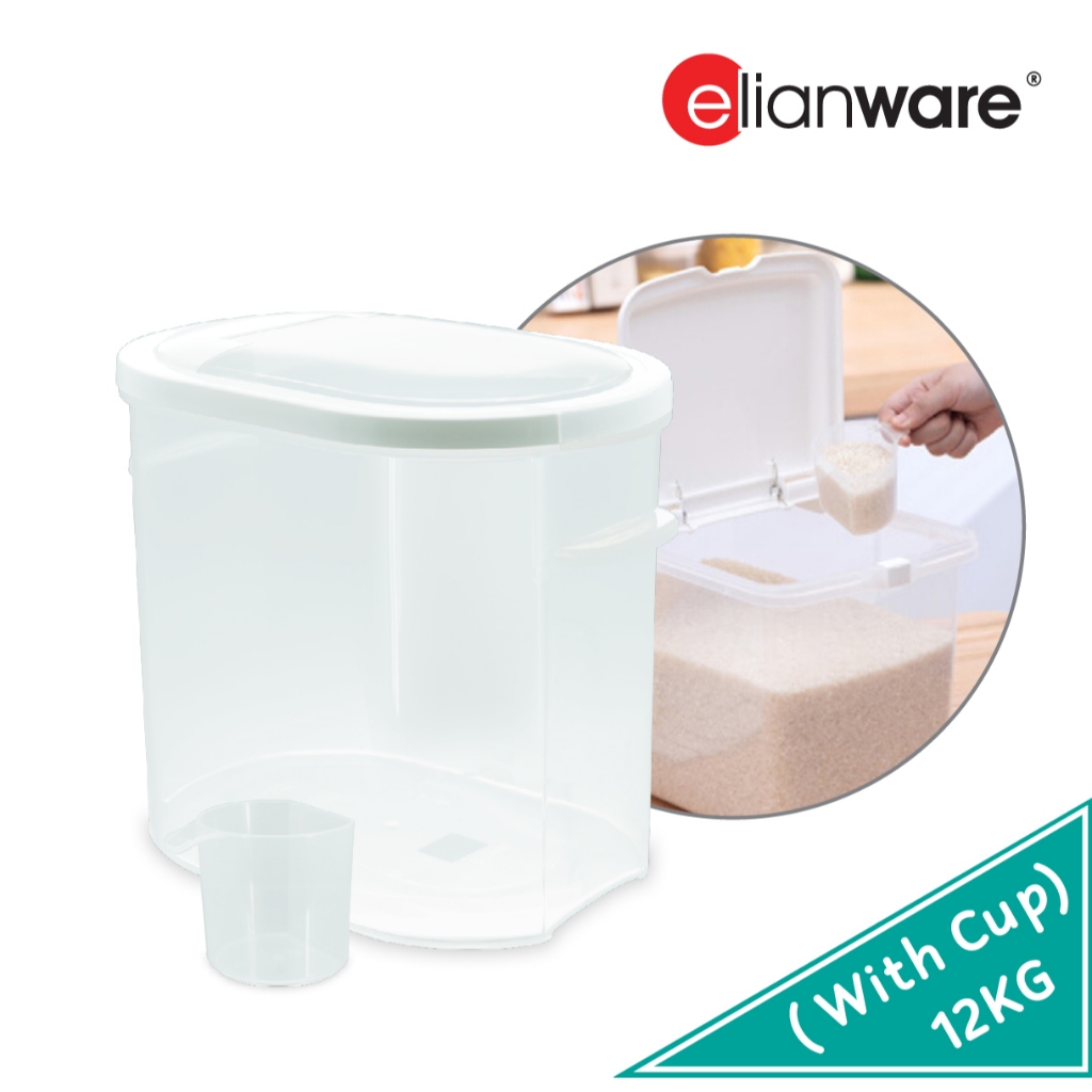 ELIANWARE 6/12KG Plastic Rice Bucket W/Measuring Cup, Baldi Beras, Rice ...