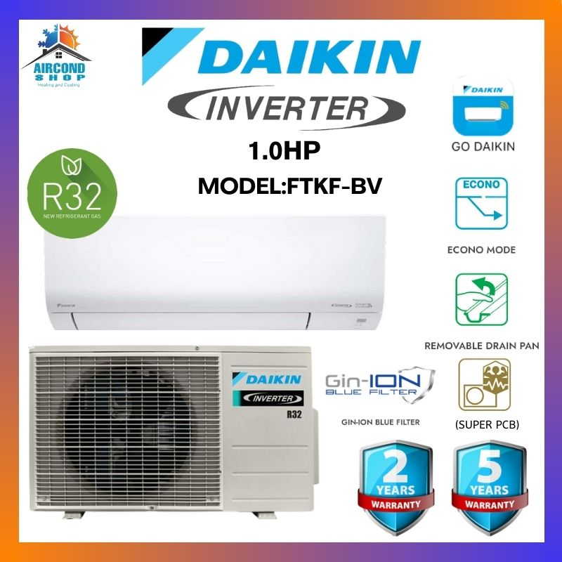 DAIKIN Wall Type Air-Conditioners Inverter R32 Wifi 1.0HP - 2.5HP (FTKF-CV) Home Aircond Econo ...