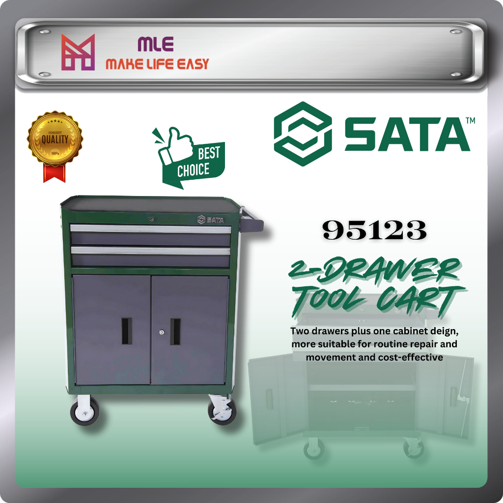 SATA 95123 2 DRAWER TROLLEY | 2 DRAWER TOOL CART | Shopee Malaysia