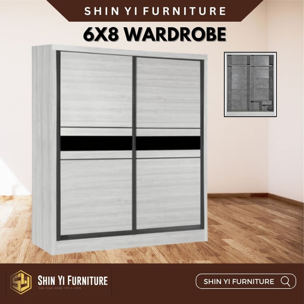 [SARAWAK] 6FT Sliding Doors Wardrobe/Almari Baju Besar/Almari Pakaian ...