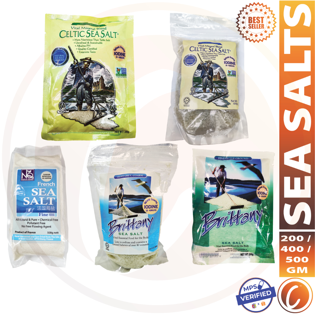 RADIANTCODE Celtic Iodised Fine/Coarse French Sea Salt 200G/400G/500G ...