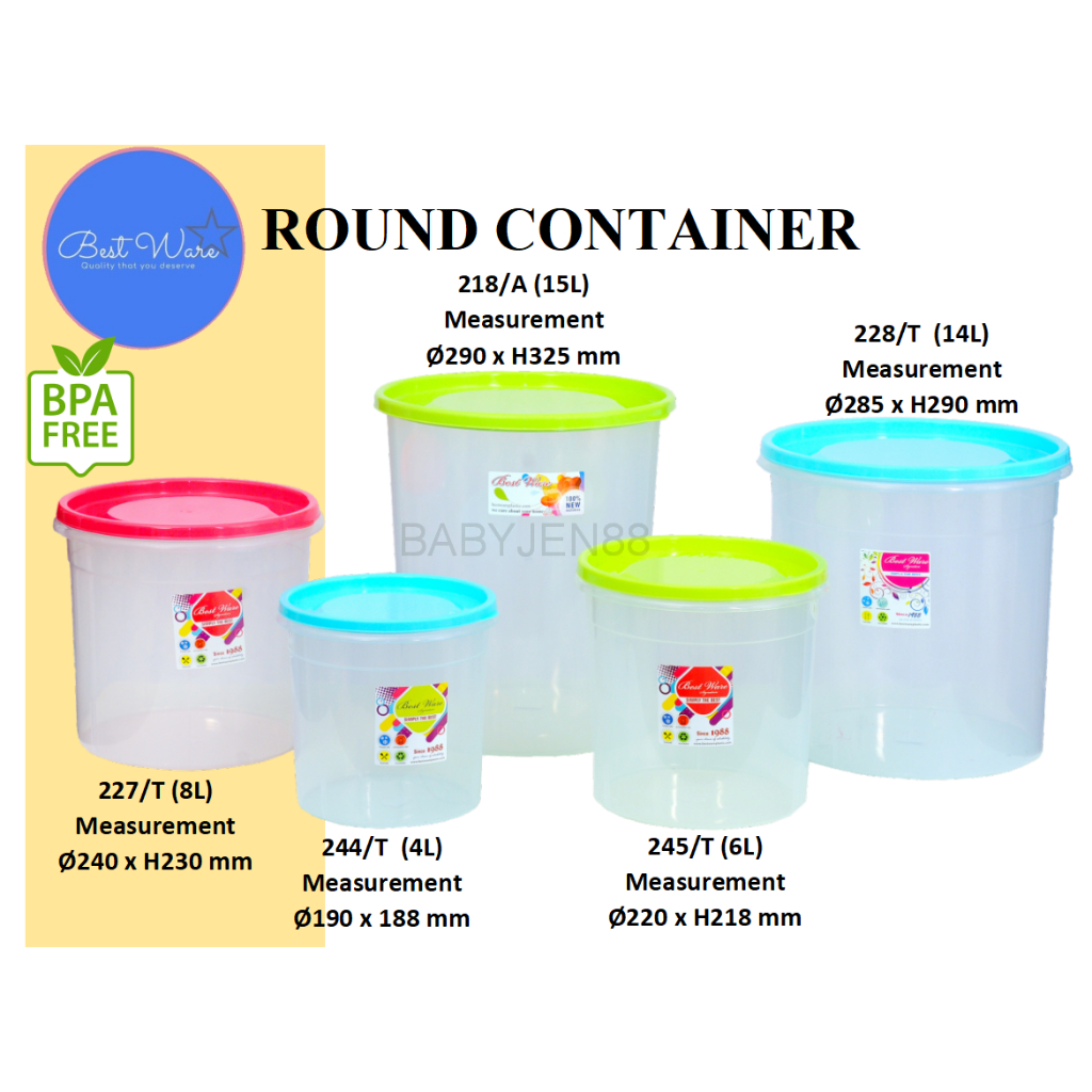 BEST WARE ROUND CONTAINER 244/T 245/T 228/T 218/A 227/T (COLOUR RANDOM ...