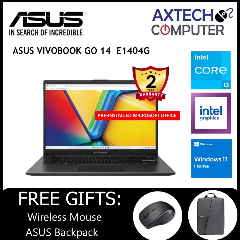 Asus VivoBook Go 14 E1404G-ANK325WS 14'' FHD Laptop Mixed Black(i3-N305 ...