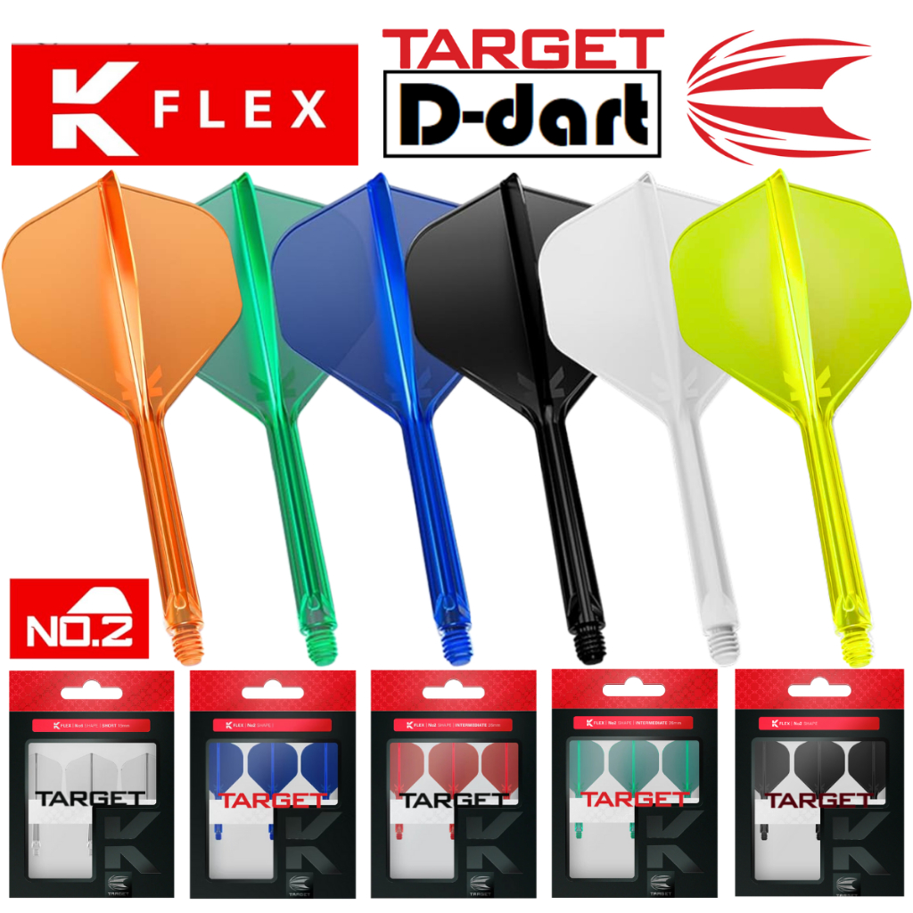TARGET K FLEX DARTS FLIGHT - No.2 Standard 9 COLORS Neon K-Flex ...