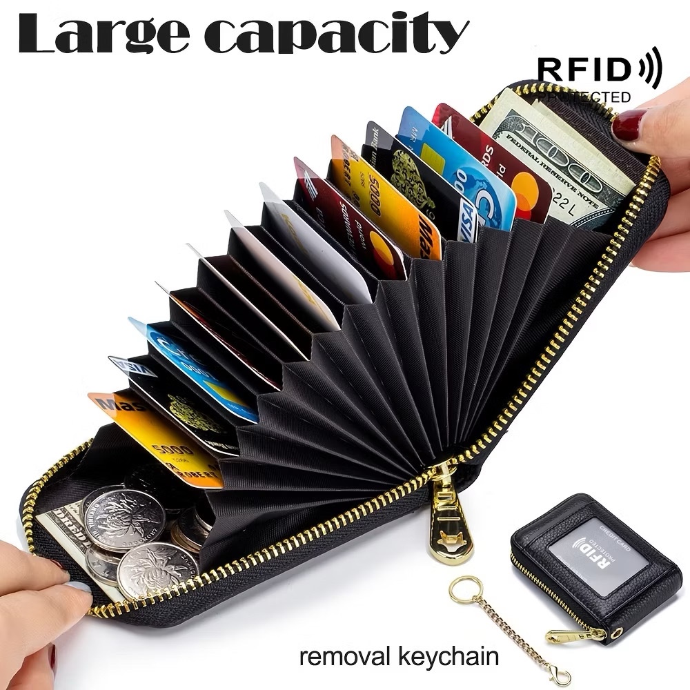 RFID Wallet Card Holder Wallet Leather Men Women Multislot Card License ...