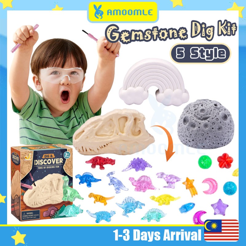 Gemstone Dig Kit Dinosaur Planet Heart Gem Archaeological Dig Set Kids ...