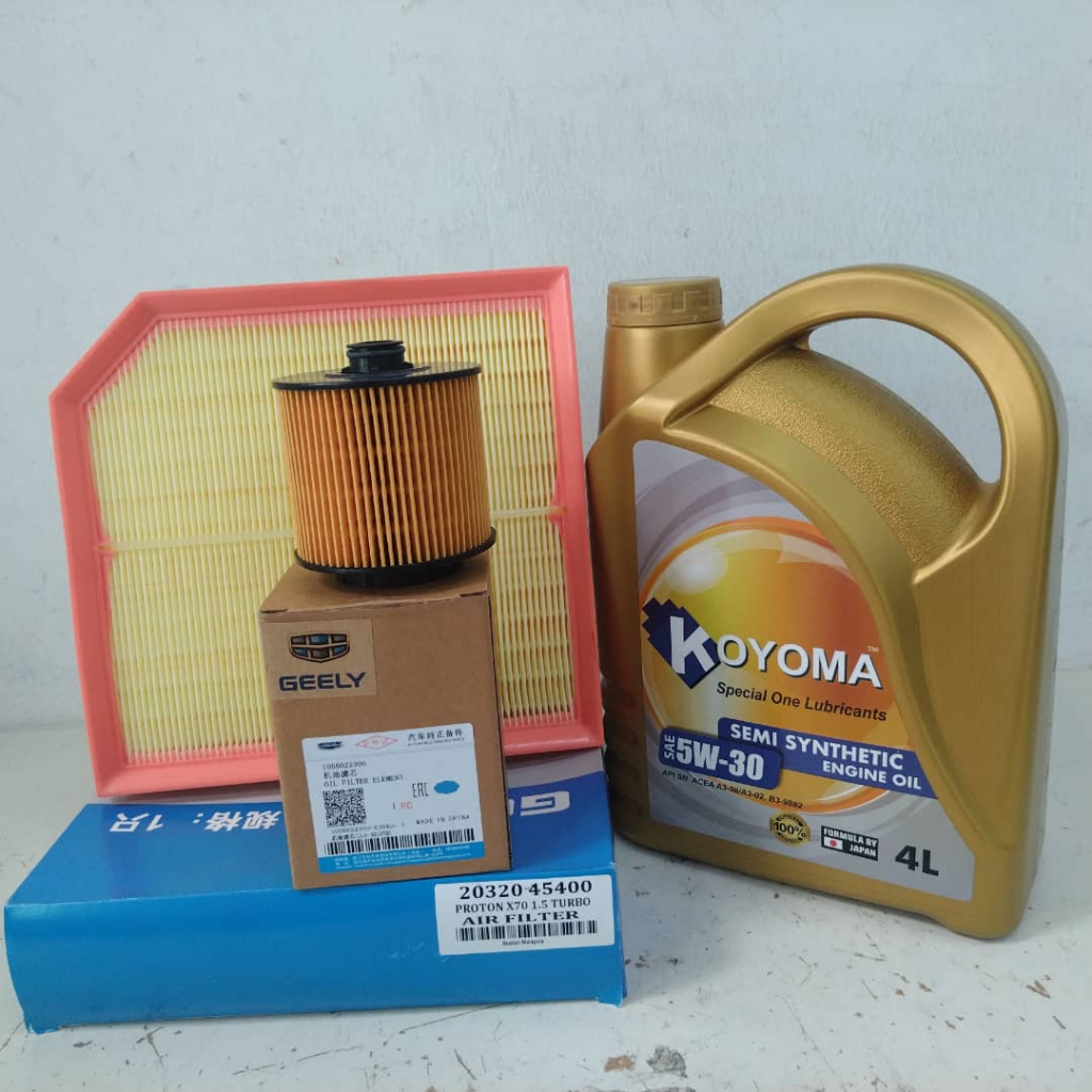 GEELY PROTON X70 1.5 TURBO OIL FILTER + AIR FILTER + KOYOMA 5W30 SEMI ...