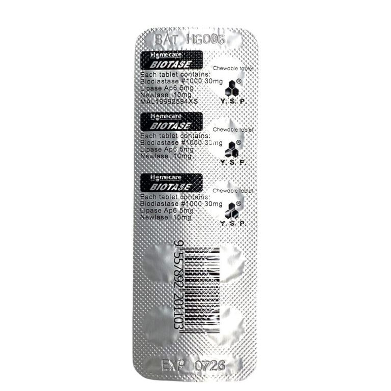 BIOTASE CHEWABLE TABLET 10S/STP [ENZYMES] [DIGESTION] | Shopee Malaysia
