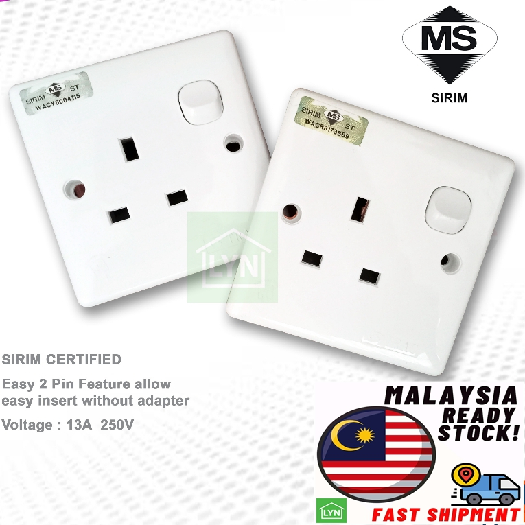 🔥Hot Item 13A Single Switch Socket Outlet 13A (SIRIM) Switch Electric ...