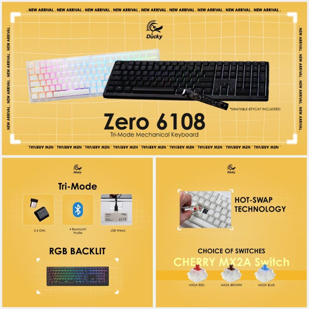 # Ducky Zero 6108 - Full Size Tri-Mode Hot Swappable RGB Mechanical ...