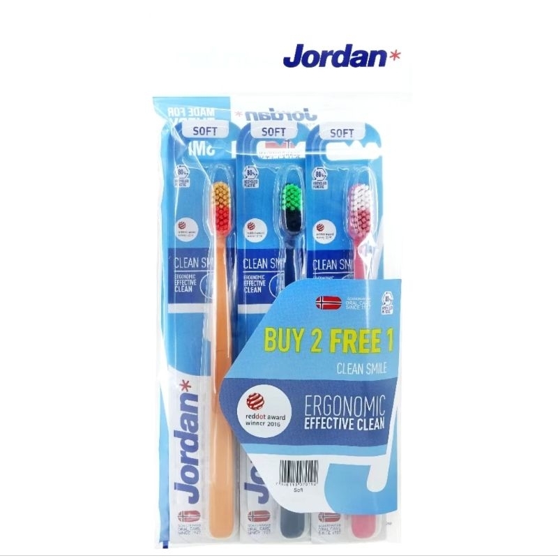 (3 PCS IN A PACK) JORDAN TOOTHBRUSH SOFT (CLEAN SMILE) | Shopee Malaysia