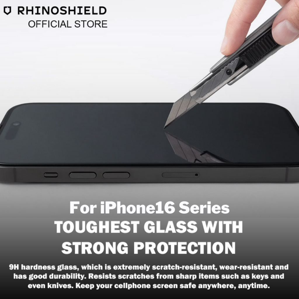 RHINOSHIELD 9H Tempered Glass Screen Protector compatible for iPhone16 ...