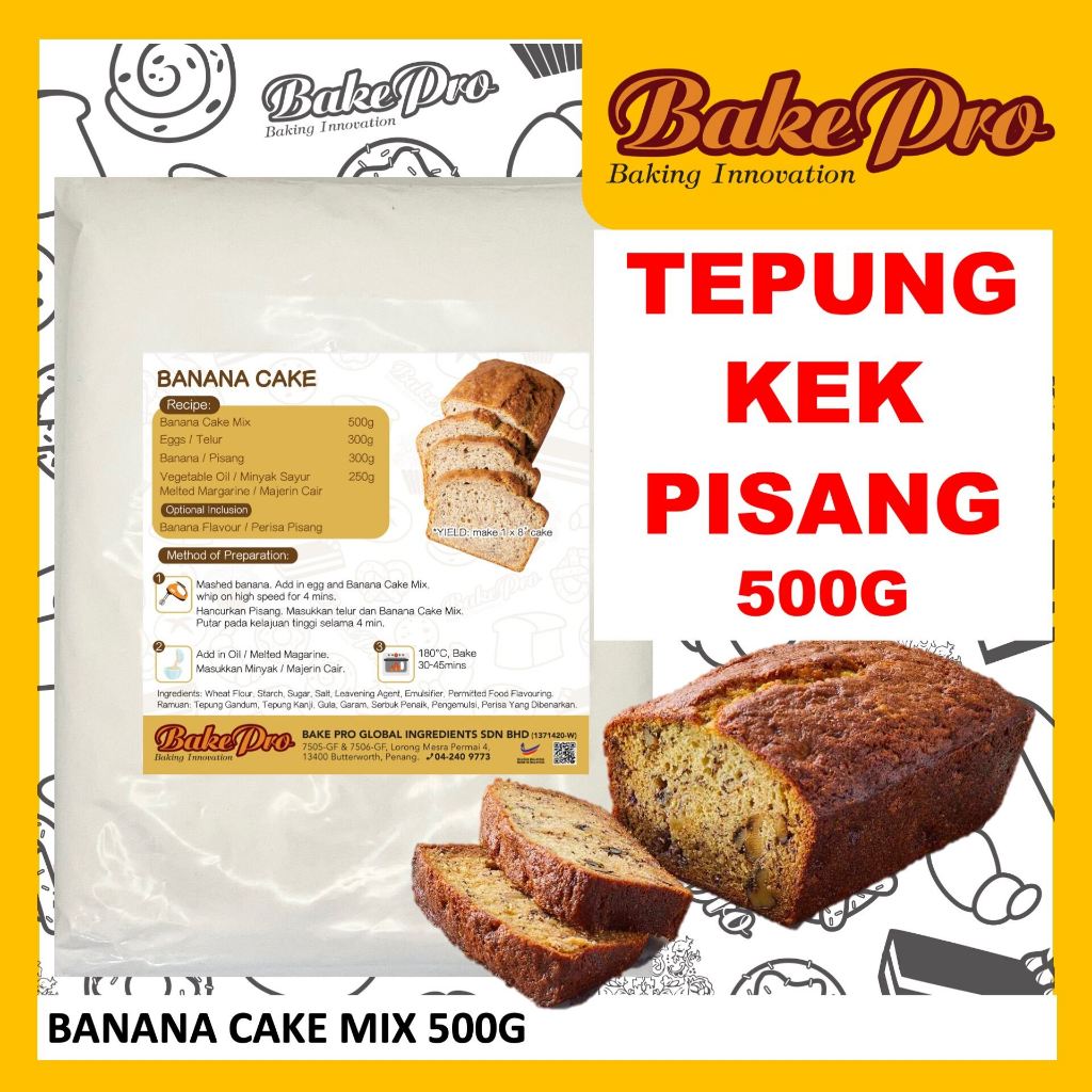 BANANA CAKE MIX 500G/TEPUNG KEK PISANG 500G/香蕉蛋糕预拌粉 500g | Shopee Malaysia