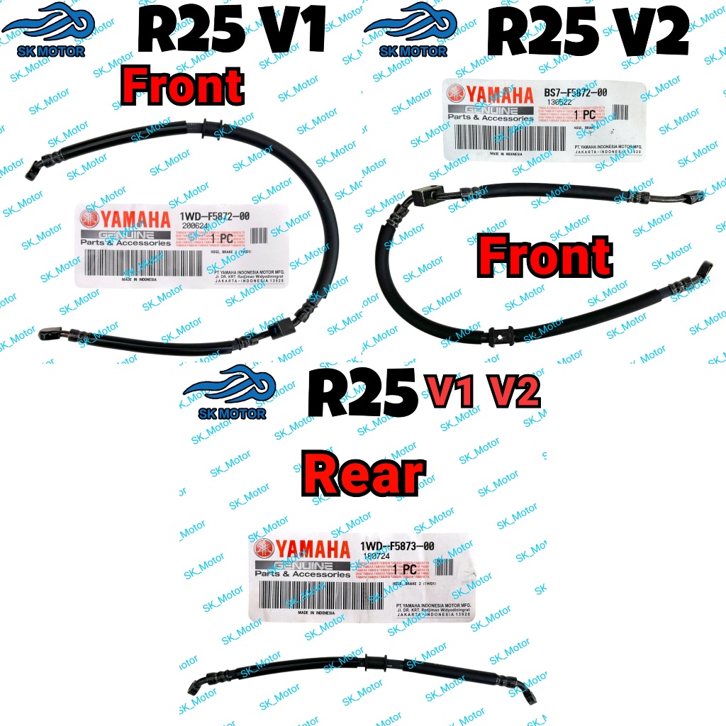 Yamaha YZF-R25 V1 V2 Original Brake Hose Front Rear Brek Break Pipe ...