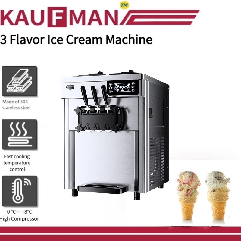 Kaufman 3 flavour ice cream machine maker steel body commercial table ...
