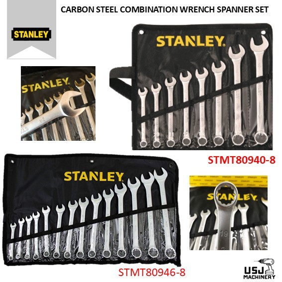 STANLEY STMT80940-8 (8PCS ) / STMT80946-8 ( 14PCS )CARBON STEEL COMBINATION SPANNER SET | Shopee ...