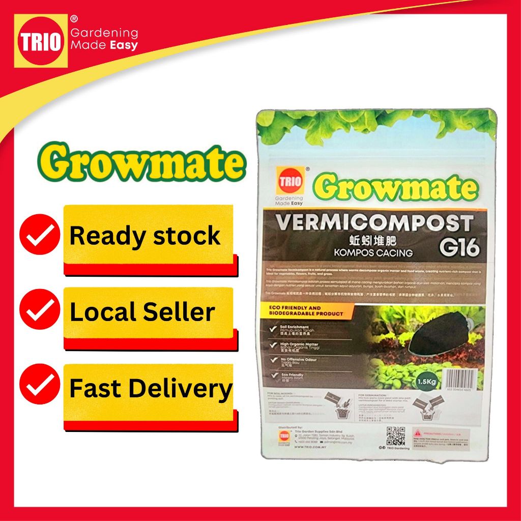 Trio Growmate Vermicompost/ Kompos Cacing/ 蚯蚓堆肥 G16 (1.5kg) | Shopee ...
