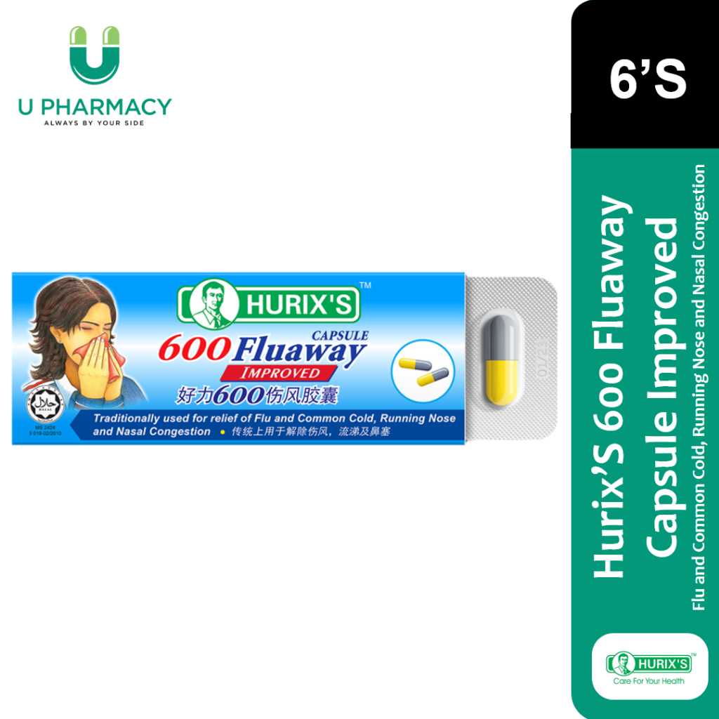 (U Pharmacy) Hurix’S 600 Fluaway Capsule 6'S - Improved Flu and Common ...