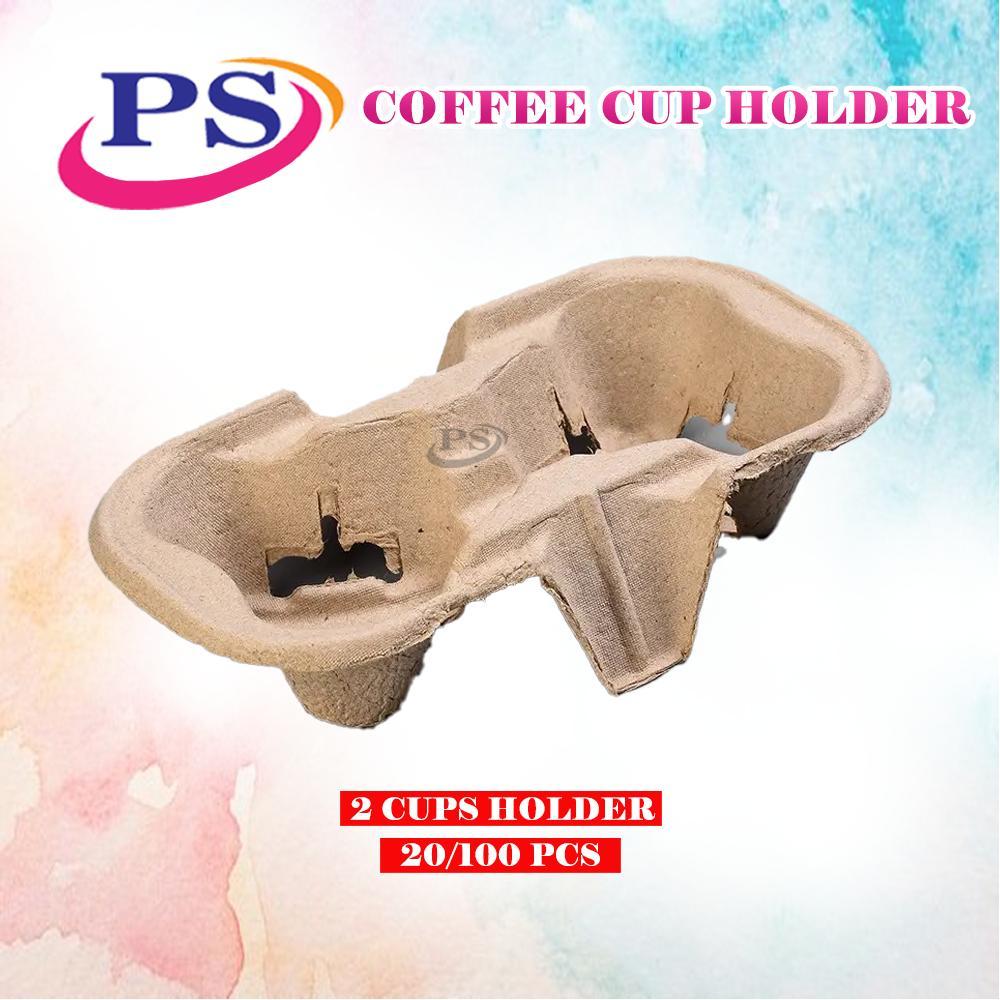 Disposable Paper Cup Holder Molded Pulp Cup Tray 2 cup Carrier Take ...
