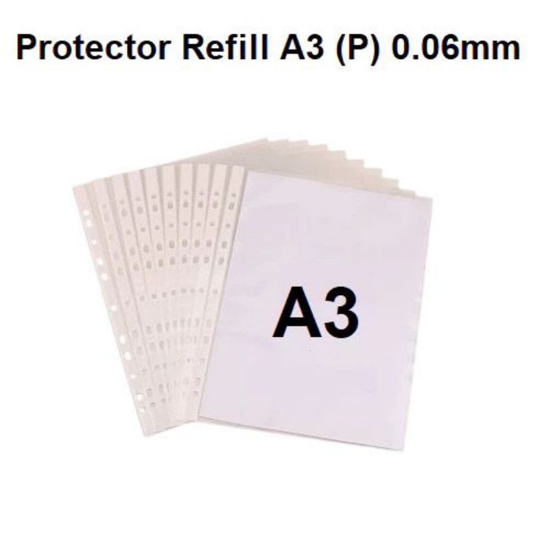 Kidario Extra Thick A3 Sheet Protector 11 Hole Pocket Super Clear 10pcs ...