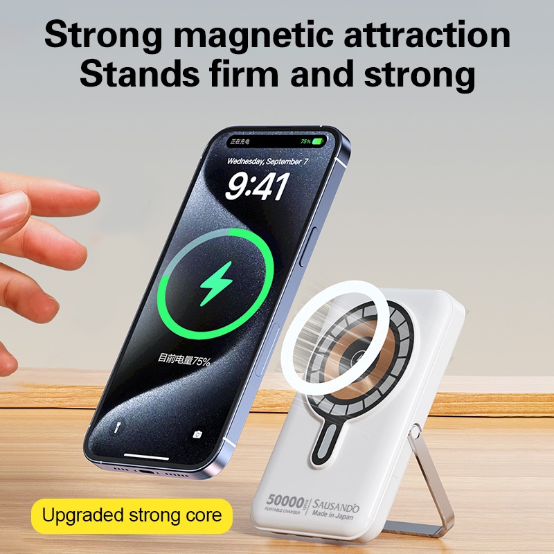 Power bank pengecas magnet Jepun, boleh dicas dengan kabel dan ...
