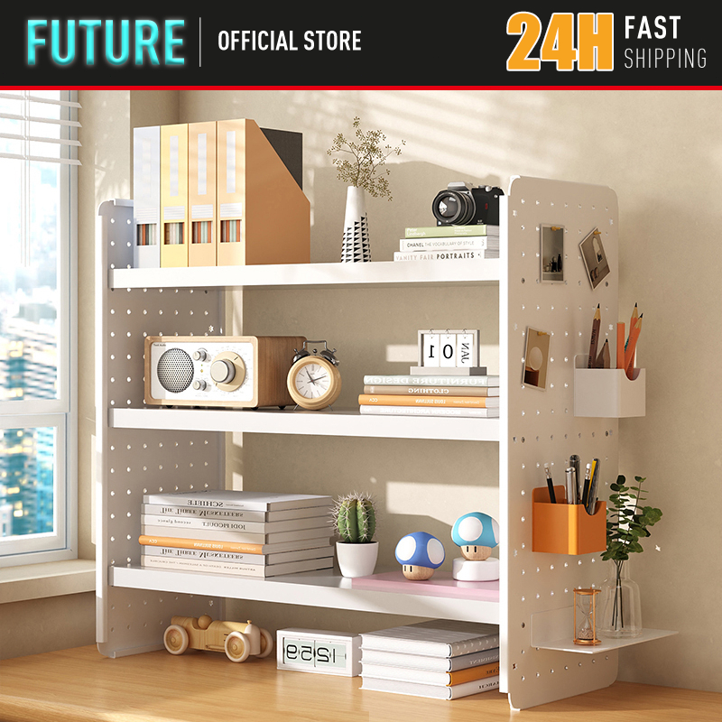 Desk Bookshelf Hole Board Home Study Desk Rak Dapur/3 Tier Desktop ...