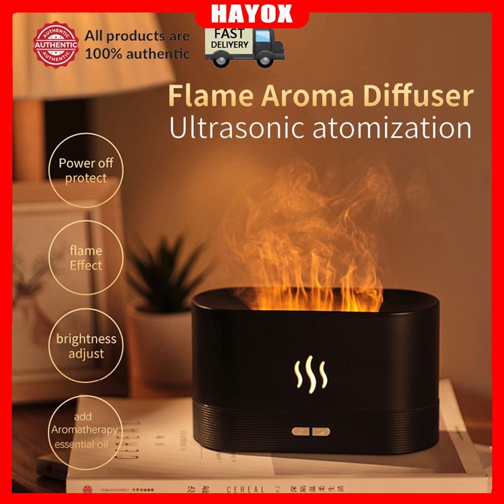 Flame Humidifier Air USB Fire Aromatherapy Essential Oil Diffuser Aroma ...