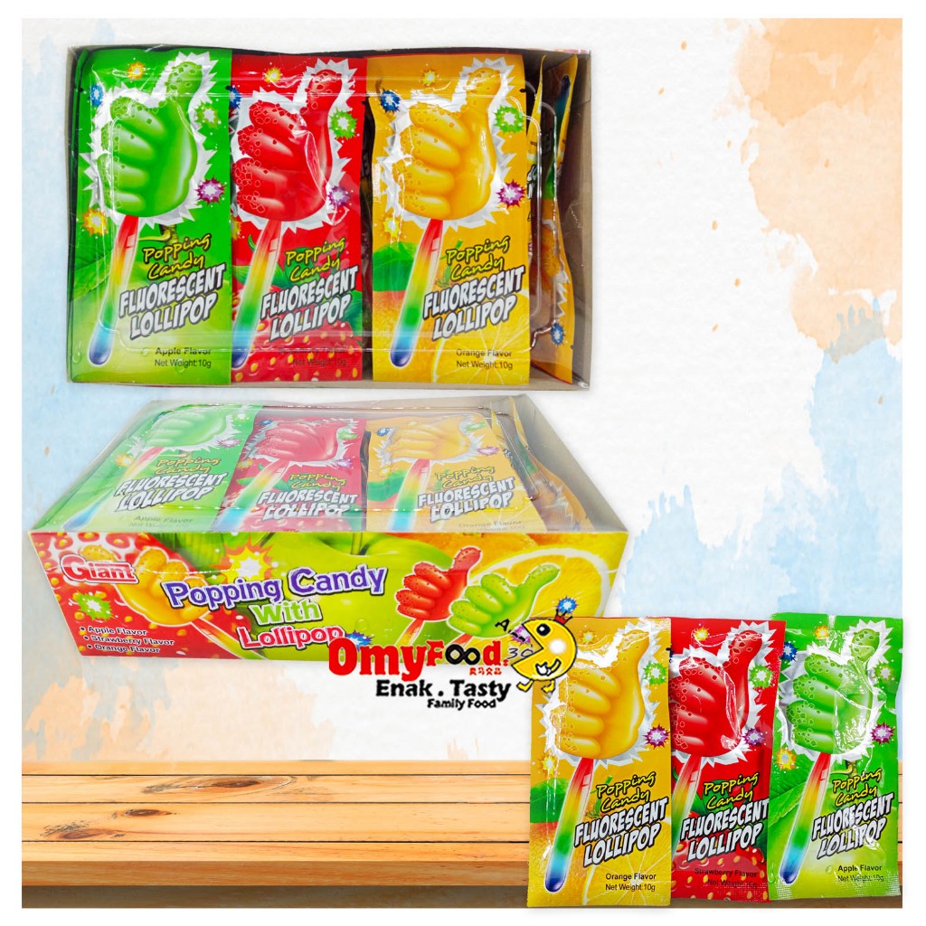 10g x 30pcs Giant Popping Candy Light Lollipop [Fluorescent][OmyFood ...