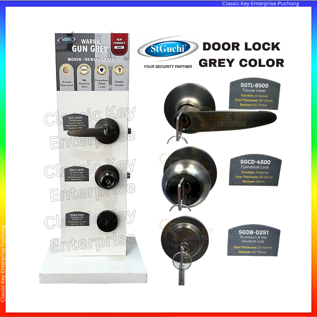 St Guchi Door Lock Entrance Stainless Steel SUS304 (Grey Color ...