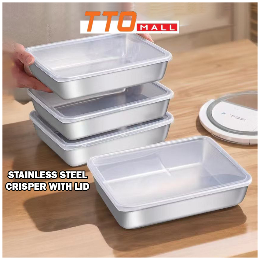 [TTO] Crisper Fresh-Keeping Box With Lid SUS304 Bekas Simpan Makan ...