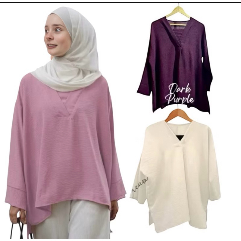 Blouse Baggy Style Premium CEY CREPE FREE SIZE | Shopee Malaysia
