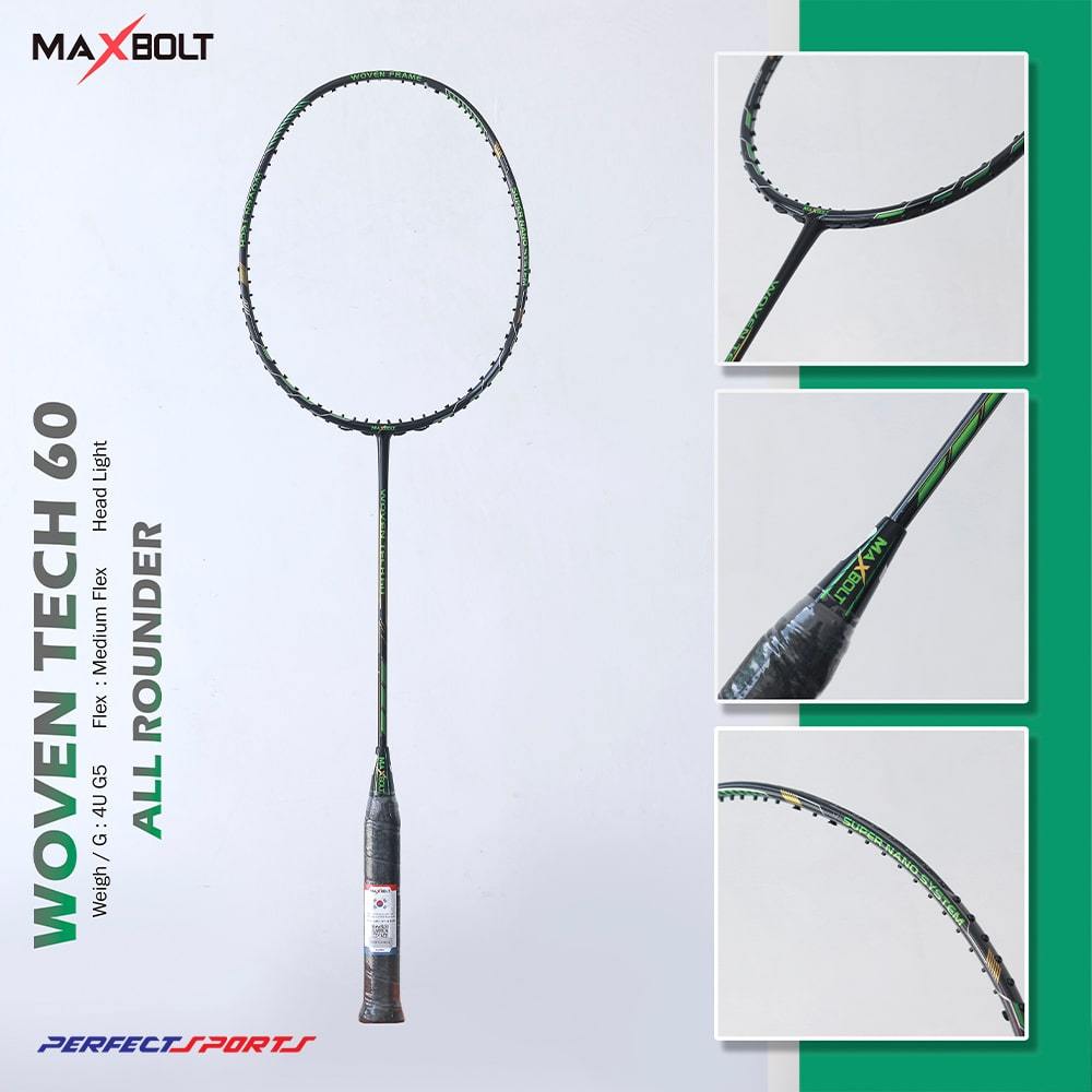 [Free String + Grip] Maxbolt WOVEN TECH 60 GREEN Badminton Racket ...