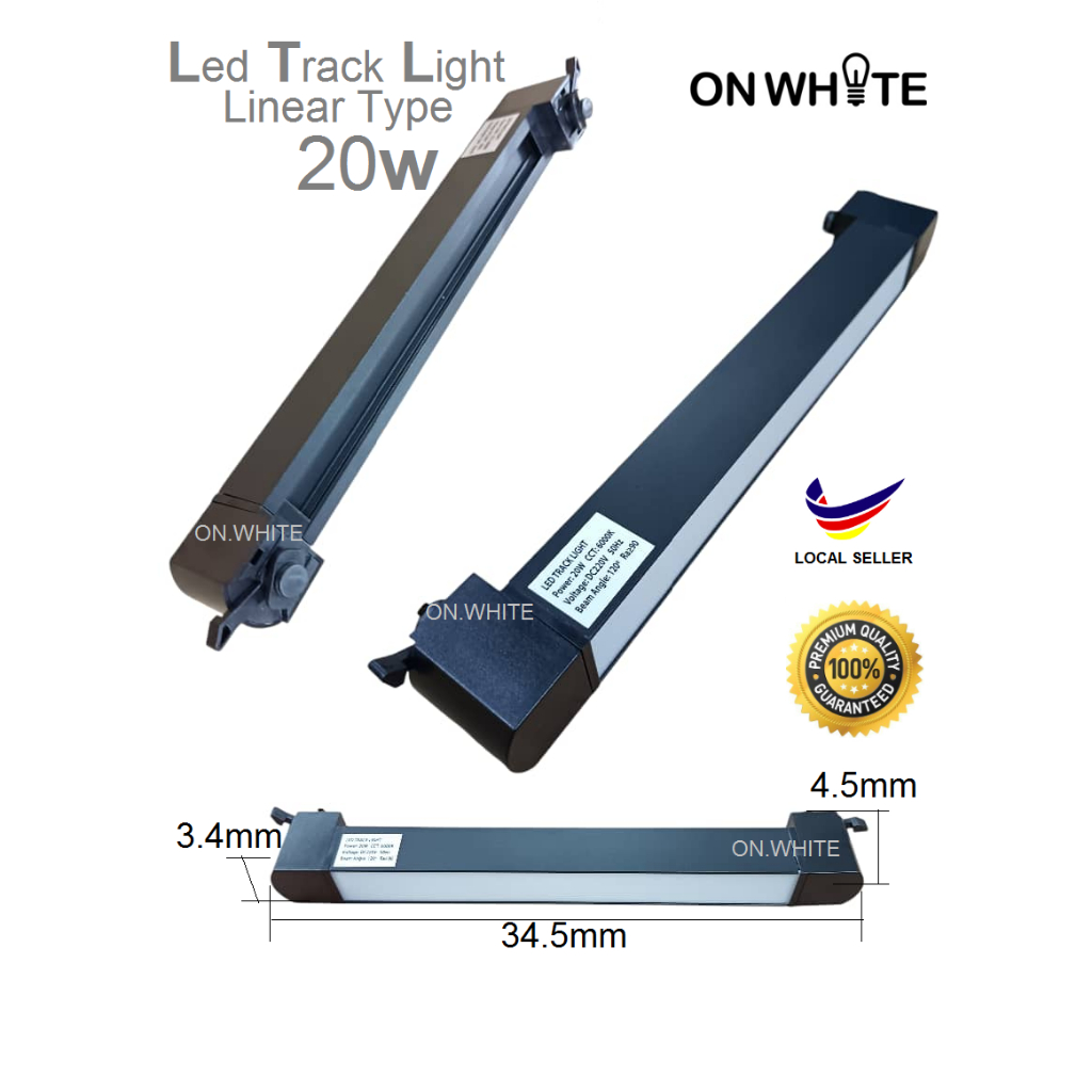LED TRACK LIGHT LINEAR TYPE 20W DAYLIGHT 6000K /4000K / 3000K BLACK ...