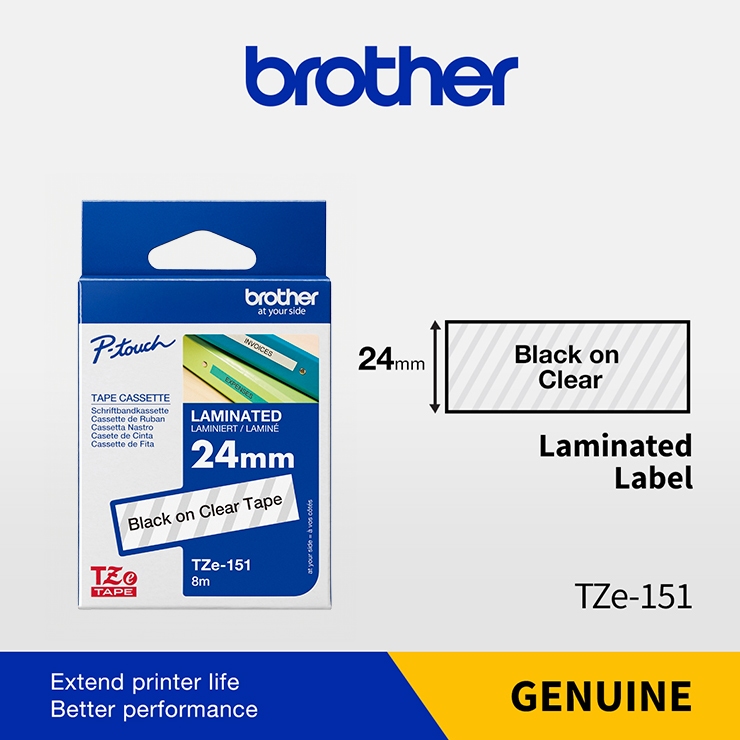 Brother TZe-Tape Genuine Laminated Label (24mm) TZe-151 251 252 253 354 355 451 551 555 651 751 ...
