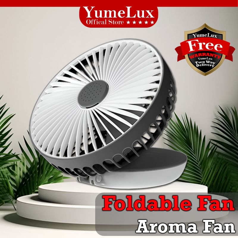 YumeLux Foldable Mini Fan Portable Rechargeable Diffuser Desktop Kipas ...