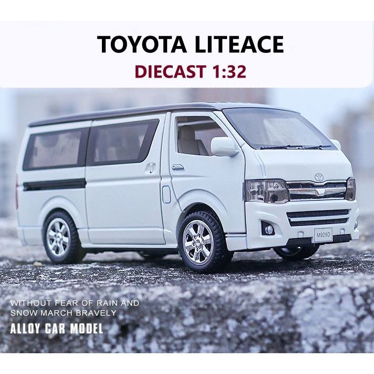 Diecast toy car 1:32 Toyota Liteace Van with sound light and pullback ...