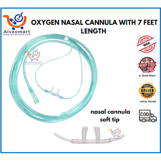 (1PCS) NASAL CANNULA NASAL PRONG WITH 7 FEET TUBING ADULT PAED CHILD ...