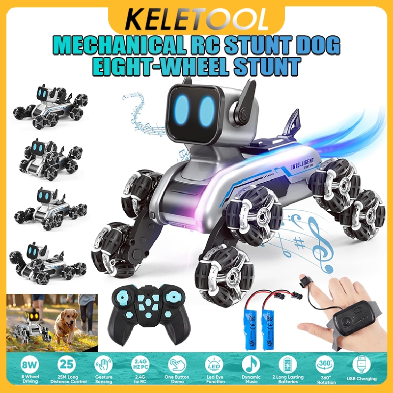 Eight wheel mechanical remote control stunt dog 2.4GHz 8WD gesture ...