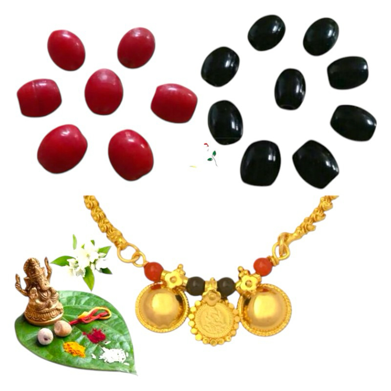 Good question natural pavala mani for thali/red and black | Shopee Malaysia