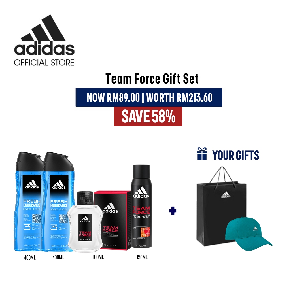 Adidas Team Force Gift Set (Perfume 100ml, Deodorant Spray, Shower Gel ...