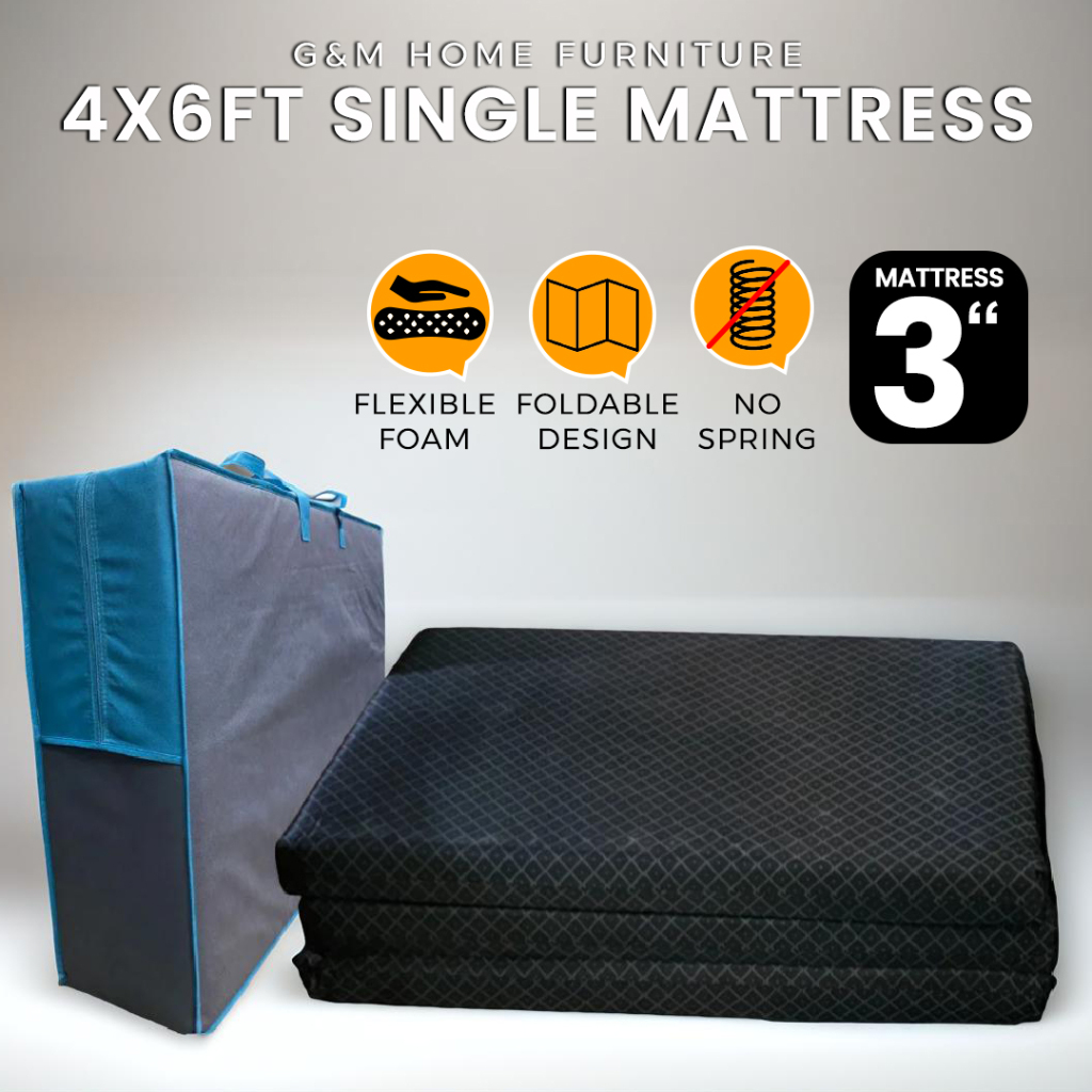 [FREE CARRY BAG] 3" Single Foldable Rebonded Foam Mattress Single Tilam ...