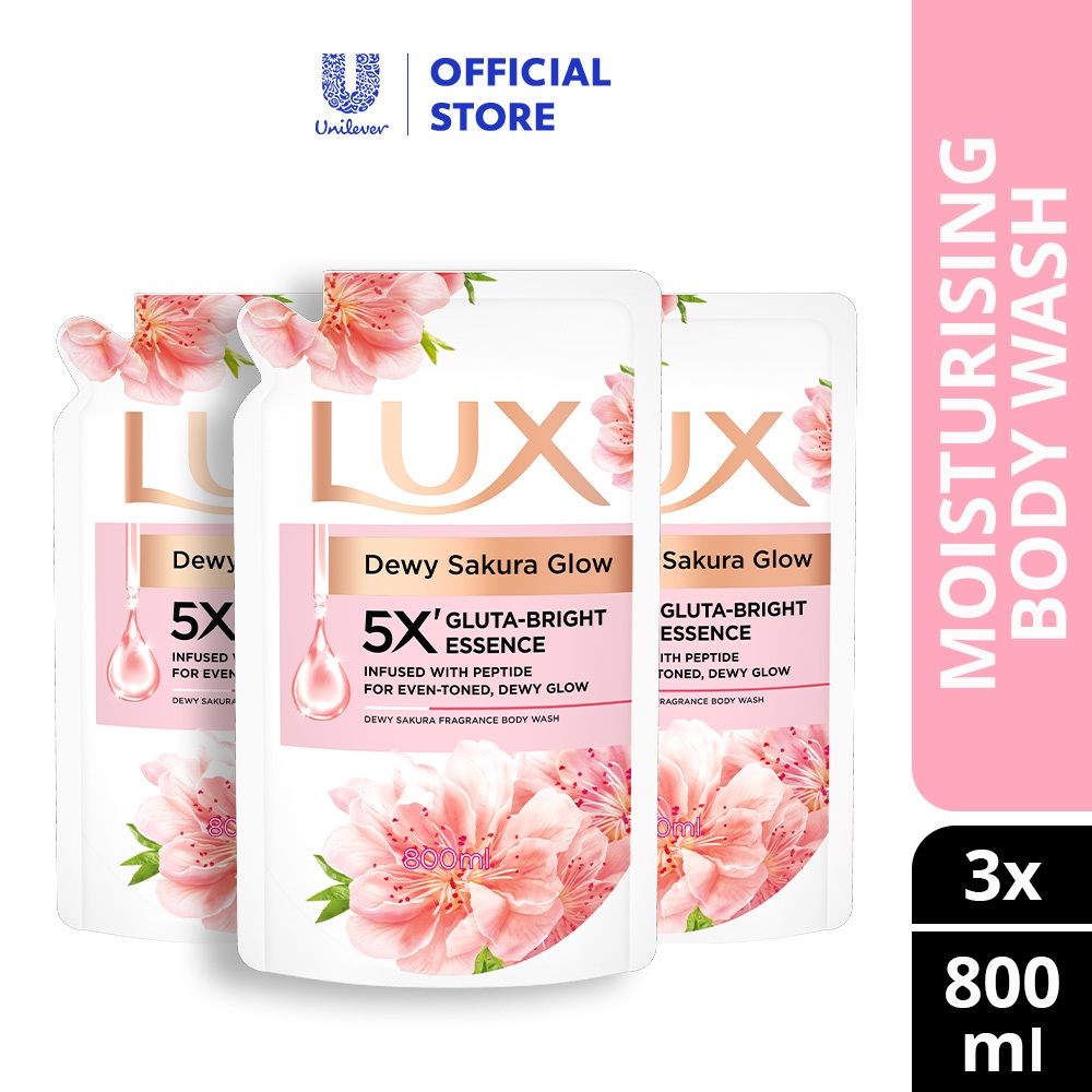 [Bundle of 3] Lux Shower Gel Refill Dewy Sakura Glow 800ml | Shopee Malaysia