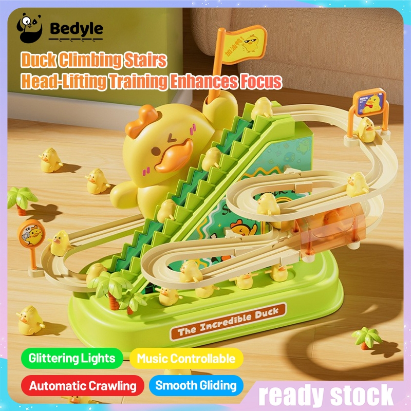 Kids Electric Duck Climbing Stairs Toys Audible Light Little Yellow ...